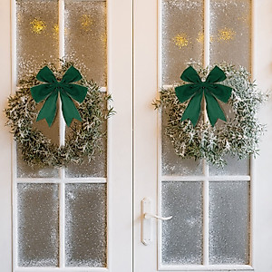 Syhood Christmas Wired Velvet Ribbon with Gold Edge Velvet Waterproof Ribbon Wrapping Velvet Decoration Ribbon for Xmas Wreath Bows Floral Craft Ornaments (Green, 4 Inch x 60 Yard)