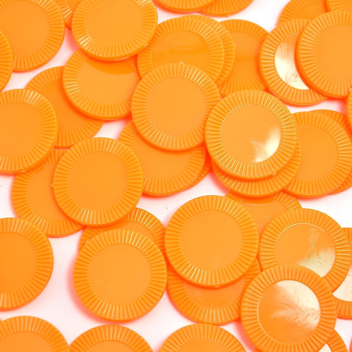Smartdealspro 64pcs 32mm/1.26 Inch Opaque Plastic Learning Counters Disks Mini Poker Chips Game Tokens with Storage Box (Orange)