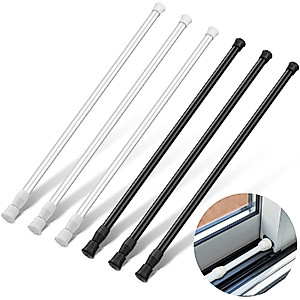 6 Pcs Black and White Sliding Door Security Bar Window Security Bar Adjustable Sliding Glass Door Bar Sliding Door Security Stick with Rubber Tips for Home Sliding Windows Door