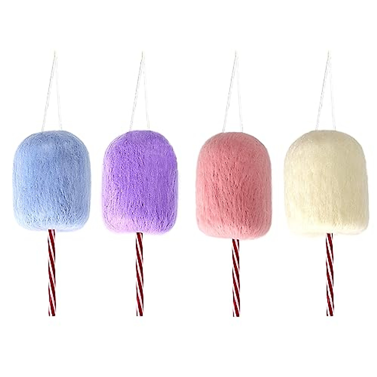 4 PCS Large Cotton Candy Ornaments for Christmas Tree Hanging Candy Decorations Wool Felt Lollipop Ornament for Xmas Tree Home Holiday Party Decor (4)