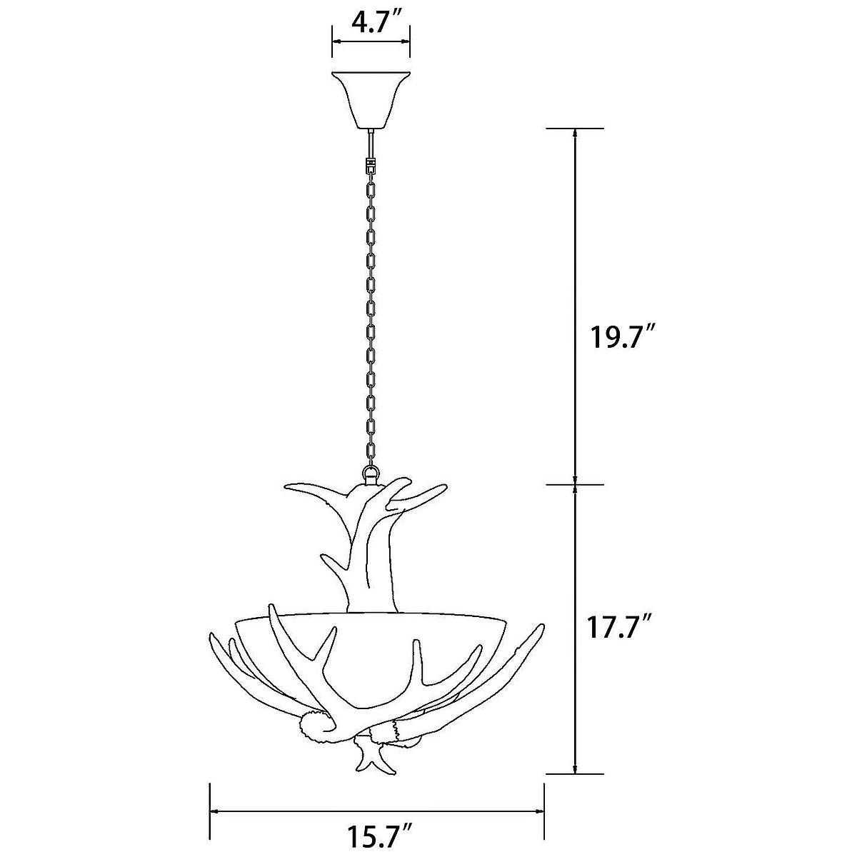 Antler Chandelier Rustic Retro Chandelier Faux Resin Antler Ceiling Light Fixture Frosted Glass Light Kitchen Farmhouse Restaurant Island Bedroom Loft Aisle 3 Light, Easy to Install