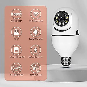 KOWVOWZ 2PCS 2.4GHz & 5GHz Wireless WiFi Light Bulb1080P Security Camera Wireless Outdoor, 360° Indoor Light Socket Security Cameras for Home Security with 2-Way Audio, Smart Motion Detection (2PCS)