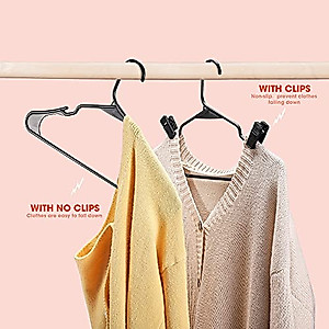 HOUSE DAY Plastic Hanger Clips, Strong Pinch Grip Clips for Use with Slim-line Clothes Hangers, Finger Clips (100Pcs Black)