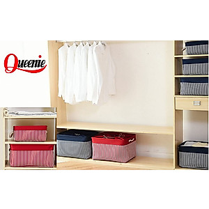 2 Pack Closet Canvas Fabric Storage Basket Storage Bins Organizing Baskets for Shelves, Closets, Laundry, Nursery, Decorative Baskets for Gifts Empty