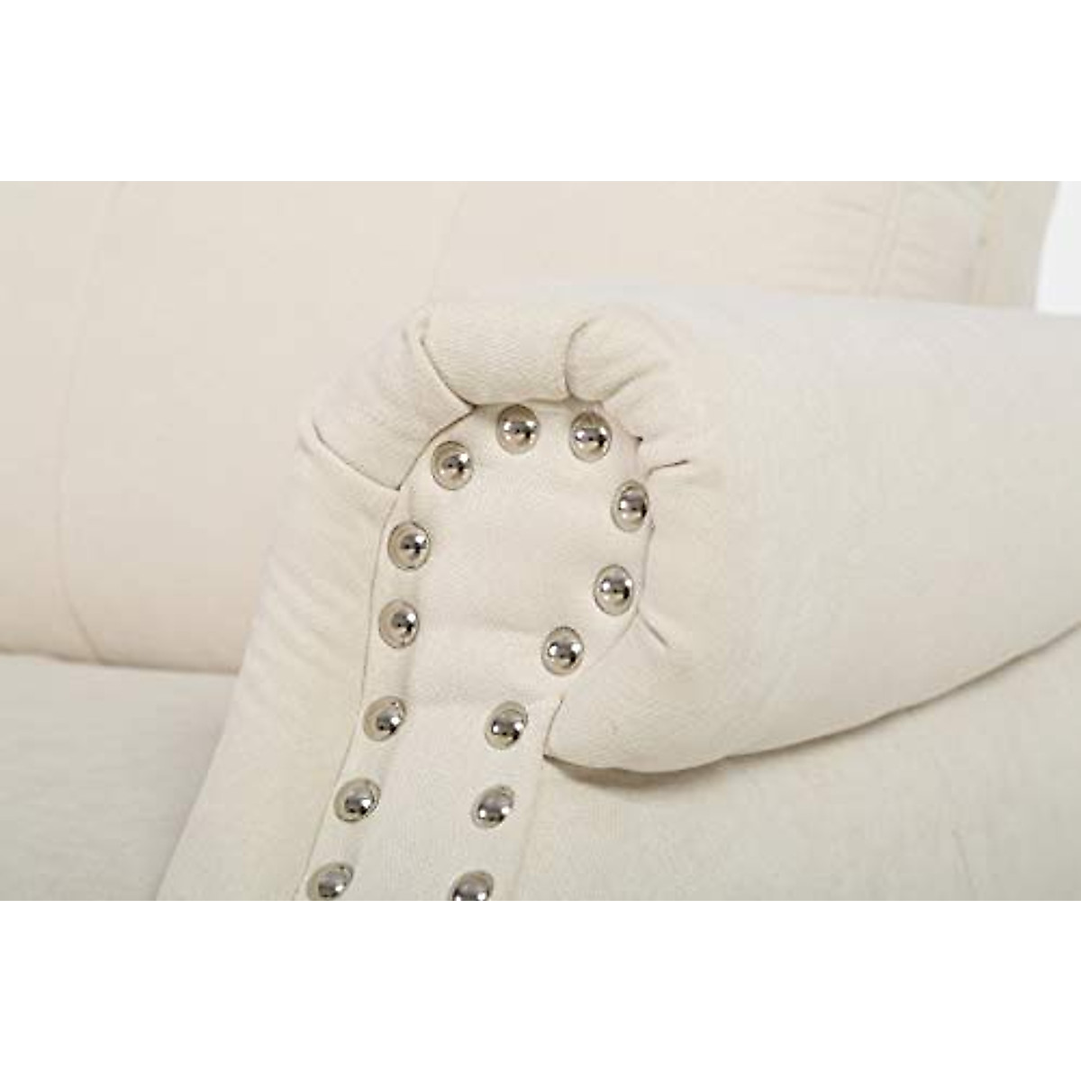 Container Furniture Direct Briscoe Ultra Modern Upholstered Button Tufted Back with Rolled Arms Living Room, Sofa, Biscuit