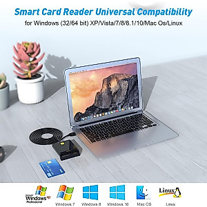CAC Reader DOD Military USB Common Access, USB Type A DOD Military USB Common Access CAC Smart Card Reader and ID CAC Card Reader,Compatible with Mac Os, Windows,Linux