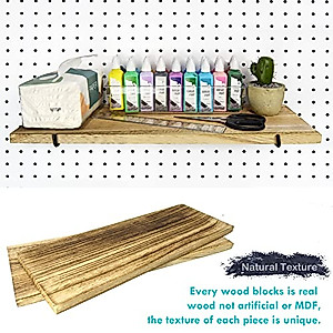 2 Pack Wooden Shallow Shelves, 16.5" x 6" Pegboard Shelf, 1/4 inch Peg Board Organizer Accessories, Display and Storage Shelving Rack for Garage Workbench Art Craft Room Office Hobby Space Workshop