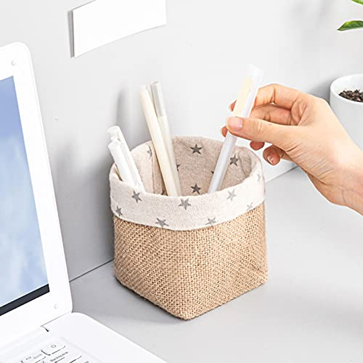 Kripyery Storage Basket, Foldable, Space-Saving Cotton and Linen Cosmetic Hanging Bag for Home Decoration, Toy Cosmetics Storage Basket, Creative Fabric Finishing Frame (2)