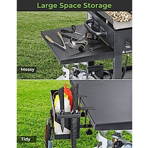 yamagahome Griddle Caddy, Grill Caddy for 28"/36" Blackstone Griddles, BBQ Caddy for Outdoor Grill Storage Organizer with Paper Towel Holder, Tool Holder & 8 J-Hooks, No Drilling, Space Saving
