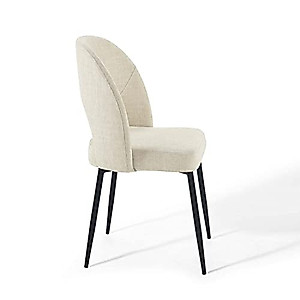 Modway Rouse Upholstered Fabric Dining Side Chair, Black Beige 23 x 19.5 x 33.5