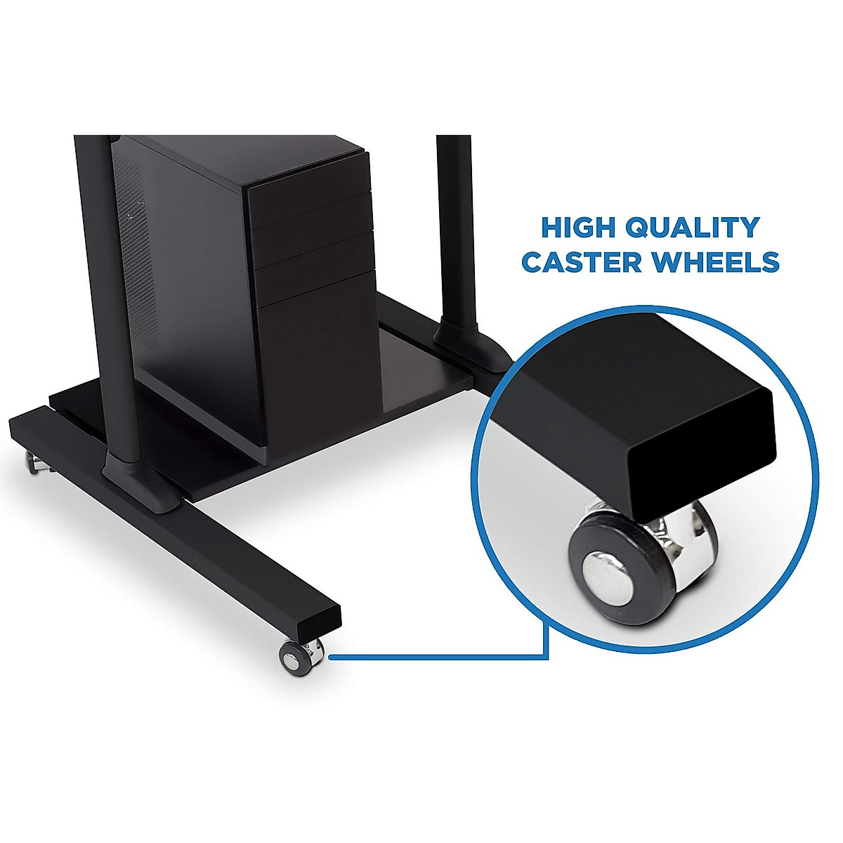 Mount-It! Mobile Standing Desk/Height Adjustable Stand Up Computer Work Station | Rolling Presentation Cart with 27.5 Inch Wide Platform, Locking Wheels