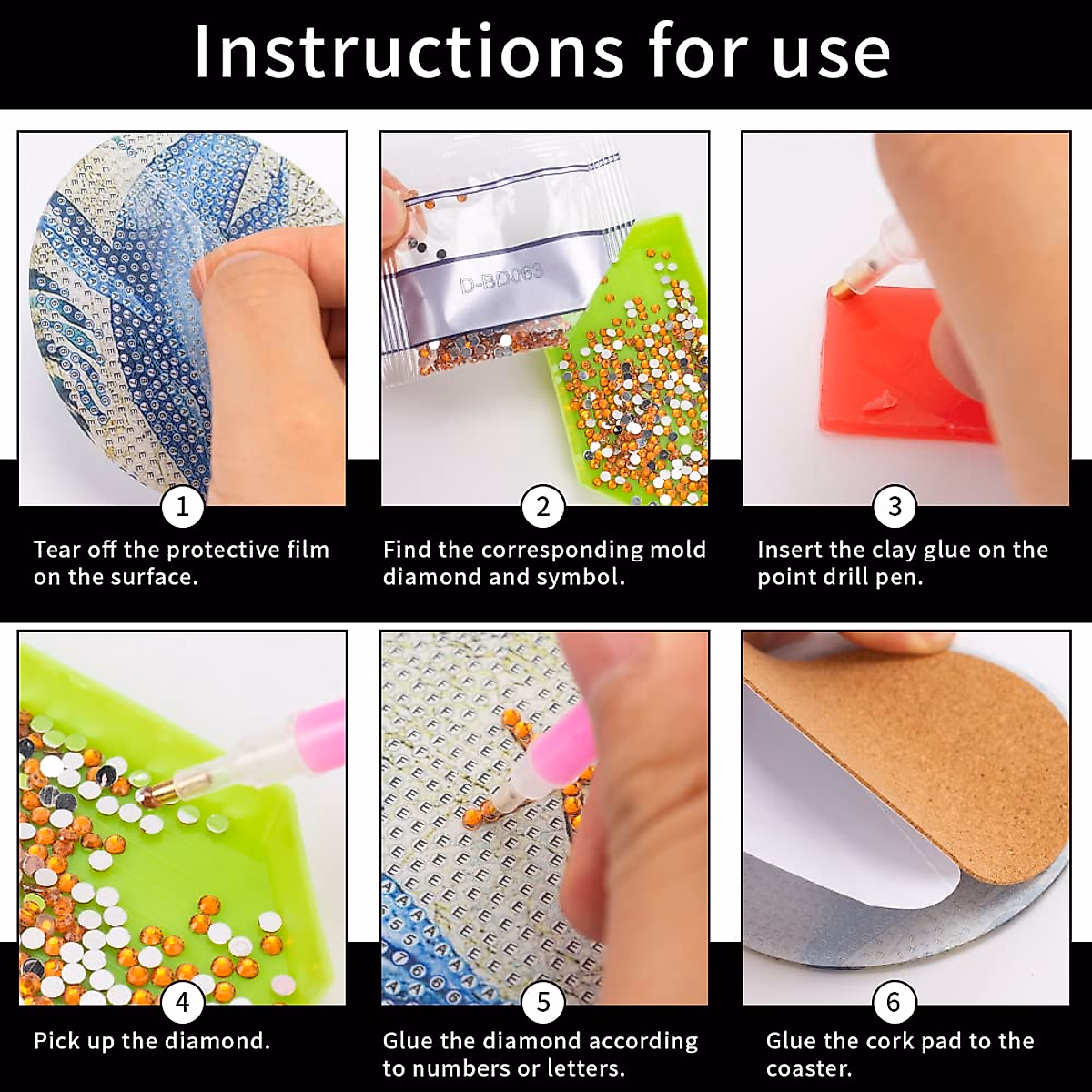 8 Pcs Diamond Art Painting Coasters Diamond Art Coasters with Holder, DIY Funny Inspirational Coasters, Diamond Art Painting Kits for Adults, Kids & Beginners, Farmhouse Bar Diamond Art Craft Coasters