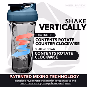 HELIMIX 2.0 Vortex Blender Shaker Bottle Upto 28oz | No Blending Ball or Whisk | USA Made | Portable Pre Workout Whey Protein Drink Shaker Cup | Mixes Cocktails Smoothies Shakes | Dishwasher Safe