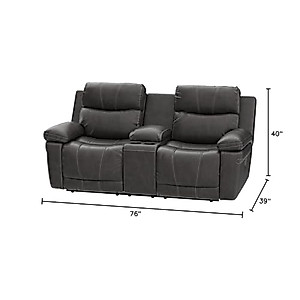 Signature Design by Ashley Erlangen Faux Leather Power Reclining Loveseat with Console, Gray