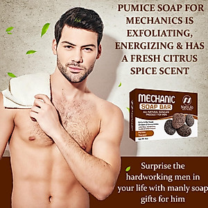 Men’s Natural Mechanic Soap for Hands & Body, 4oz Scented Pumice Soap Bar for Him – Extra Gritty Tough on Gunk & Greasy Grime – Quality Soap Handcrafted in the USA