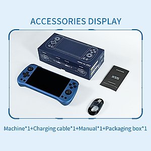 Powkiddy X55 Handheld Retro Game Console with 30000 Games, 5.5-Inch Game Arcade Video Gaming Console ( 16G+256G Black) Handheld Emulator - 2023 Latest Version