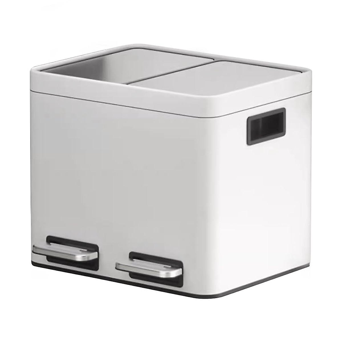 LEASYLIFE 5.28 Gallon Stainless Steel Metal Dual Stream Step-On Trash,2 Compartments, Recycle Bins for Kitchen,Trash and Recycle Bin Combo for Kitchen (20L)