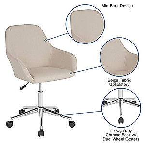 Flash Furniture Cortana Home and Office Mid-Back Chair in Beige Fabric