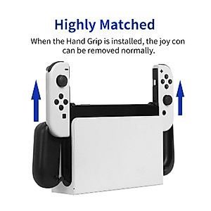 Hosanwell Hand Grip Compatible with Nintendo Switch/OLED - Comfortable & Ergonomic Hand Grip, Joy Con & Switch Accessories - Black [2 Thumb Caps Included]