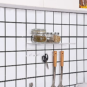 LikeU 4 PCS Clear Acrylic Floating Shelves Display Ledge,5 MM Thick Wall Mounted Storage Shelf with Detachable Hooks for Entryway/Living Room/Kitchen or Office 15.8 Inch Damage Free Bathroom Shelves