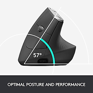 Logitech MX Vertical Wireless Mouse, K350 Wireless Wave Keyboard - Graphite & Black, 4000 DPI, 10m Range, 4 Month Battery, Ergonomic, Rechargeable, Ambidextrous, Windows & MacOS Compatible
