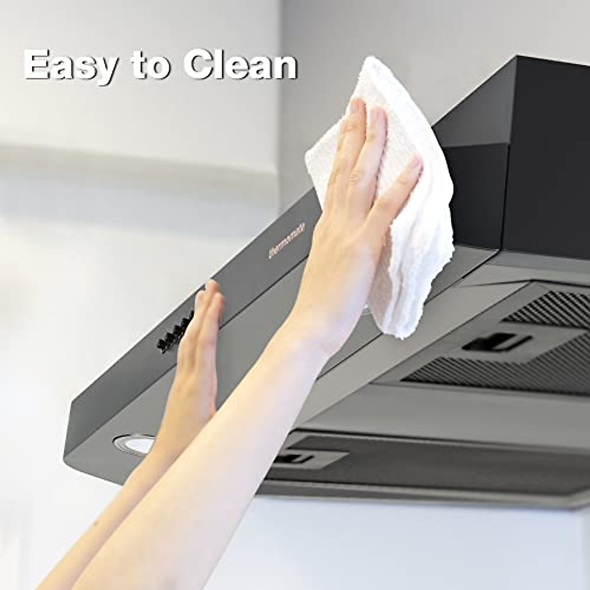 30 Inch Under Cabinet Range Hood, thermomate 230CFM Slim Vent Hood with 3 Speed Exhaust Fan, Insert Ducted Range Hood with 2 LED Lights, Black