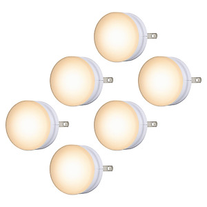 Lights By Night, Mini LED Night Light, Plug-In, Dusk to Dawn Sensor, Warm White, Compact, UL-Certified, Ideal for Bedroom, Bathroom, Nursery, Hallway, Kitchen, 45176, 6 Pack