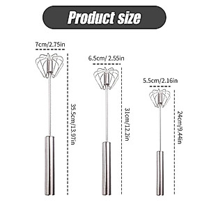 Stainless Steel Semi-Automatic Whisk, 2024 New Stainless Steel Egg Whisk Hand Push Rotary Whisk Blender, Hand Push Mixer Stirrer Tool for Cooking Kitchen Home Egg Milk (10in)