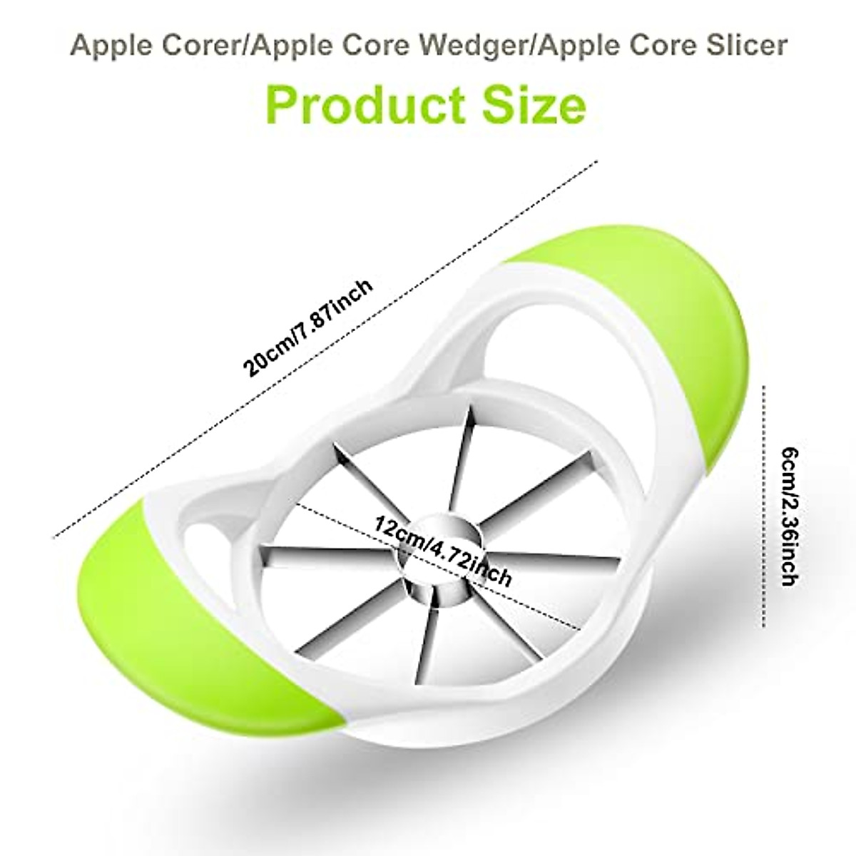 Upgraded 4.72 Inch 8 Super Sharp Blades Stainless Steel Apple Slicer Corer and Divider, With 1 Super Sharp Stainless Steel Peeler, 2 Stainless Steel Fruit Forks and 1 Orange Citrus Peeler Tool