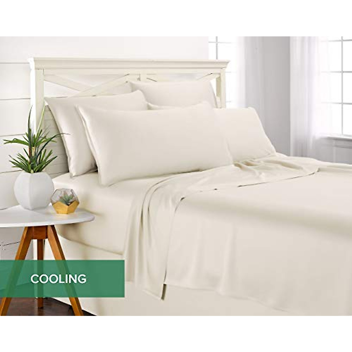 Pure Bamboo Sheets King Size Bed Sheets 4 Piece Set, Genuine 100% Organic Bamboo, Luxuriously Soft & Cooling, Double Stitching, 16 Inch Deep Pockets, Lifetime Quality Promise (King, Ivory)