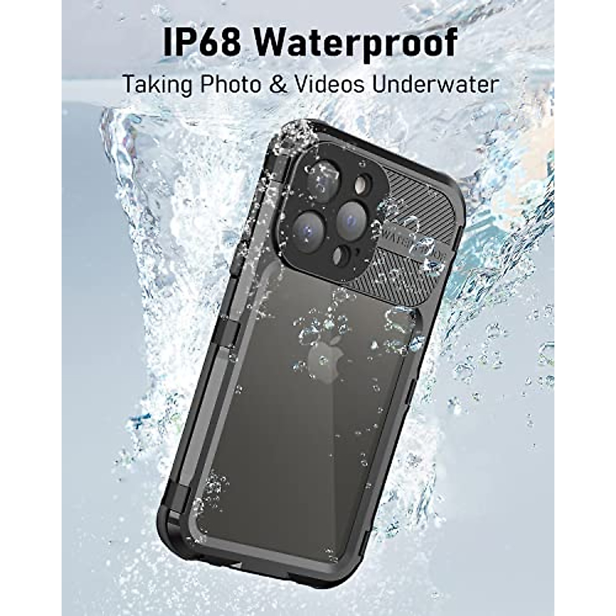 WIFORT iPhone 13 Pro Waterproof Metal Case - Built-in [Screen Protector][15FT Military Grade Shockproof][IP68 Water Proof], Full Body Aluminum Protective Dropproof Cover, 6.1" Black