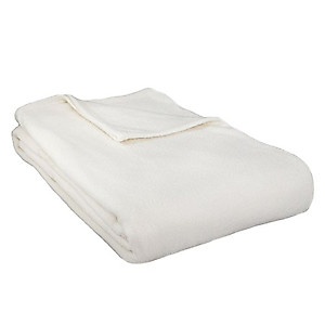 Cozy Fleece Alta Luxury Hotel Fleece Blanket, Ivory, Full