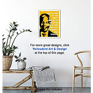 Nelson Mandela Poster, 8x10 - Classroom Decor - Inspirational Quotes Wall Art - Teacher Gifts - School Decorations - Motivational Wall Decor - Nelson Mandela Wall Art - Positive Quotes for Kids
