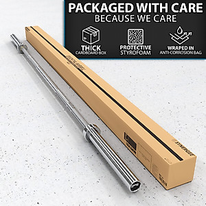 Synergee Essential 40lb Chrome Olympic Barbell. Great for Weightlifting, Powerlifting and Crossfit