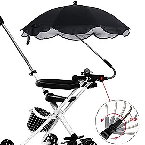 Sanmenxiadongjun Baby Comfort Universal Stroller Umbrella Anti UV 50 +, Universal Stroller Umbrella with Adjustable Arm, Folding Stroller Parasol for Outdoor Beach Outdoor Garden