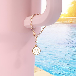 AIERSA 2Pcs Cup Charms Accessories for Stanley 40oz & 30oz Tumbler Handle, Name Tag Water Bottle Accessories, Letter M