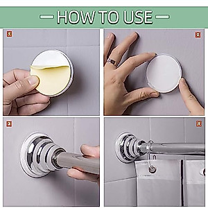 Adjustable Bathroom Support Adhesive Shower Curtain Rod Holder - No Drill Shower Rod Holder-Large Clear Rod Holders for Wall Stick on drill free Rod Retainer 2 packs (Shower Curtain Rod Not Included)