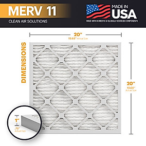 BNX TruFilter 20x20x1 Air Filter MERV 11 (6-Pack) - MADE IN USA - Allergen Defense Electrostatic Pleated Air Conditioner HVAC AC Furnace Filters for Allergies, Dust, Pet, Smoke, Allergy MPR 1200 FPR 7