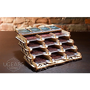 UGears 3D Puzzle for Board Games - Wooden Card Holder for 12 Sets of Playing Cards - Unique Mechanical Devices for Family Tabletop and Role-Playing Games - Wooden Construction Kits for Adults