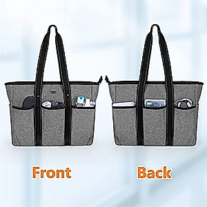 Damero Nurse Tote Bags with Organizer Insert Bag, Medical Supplies Bags with Laptop Sleeve for Home Care Nurse, Medical Students and More, Gray