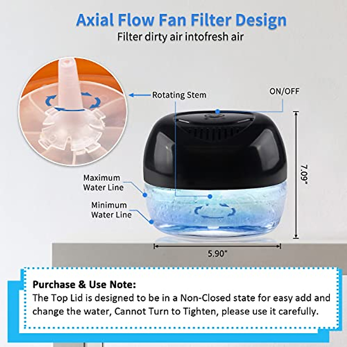 ap airpleasure Purifier Air Washer, Air Fresher Aroma Diffuser for Home, Office, Air Purifier with Night Light (Black)