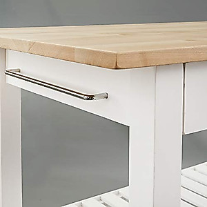 Casual Home Solid Hardwood Top, Natural/White, 40" W (373-91) Kitchen Island, Natural&White