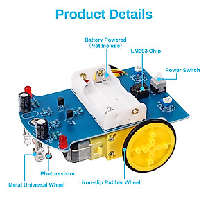 MiOYOOW Practice Soldering Learning Electronics DIY Kit Smart Car TT Motor Soldering Project Kits Line Following Robot Beginners DIY Electronics Education School Competition