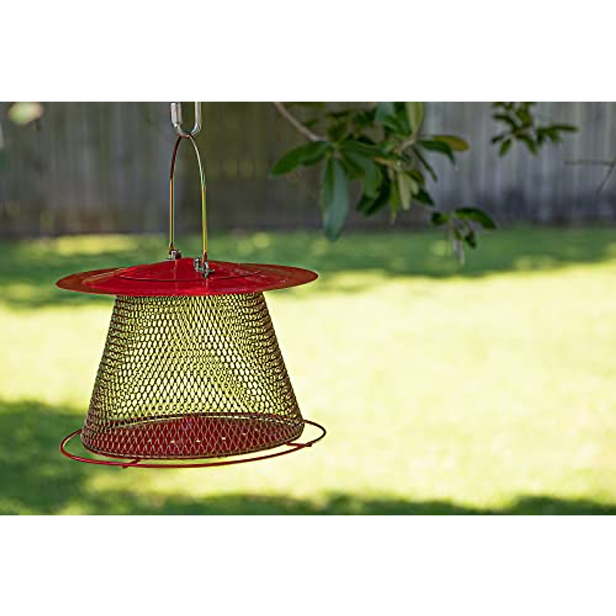 Collapsible Hanging Mesh Wild Bird Feeder - for Red Cardinals, Finch, Perching, Clinging and Hanging Birds - All Metal Premium Construction and Zinc Plated Resists Rust - by Squirrel Guard