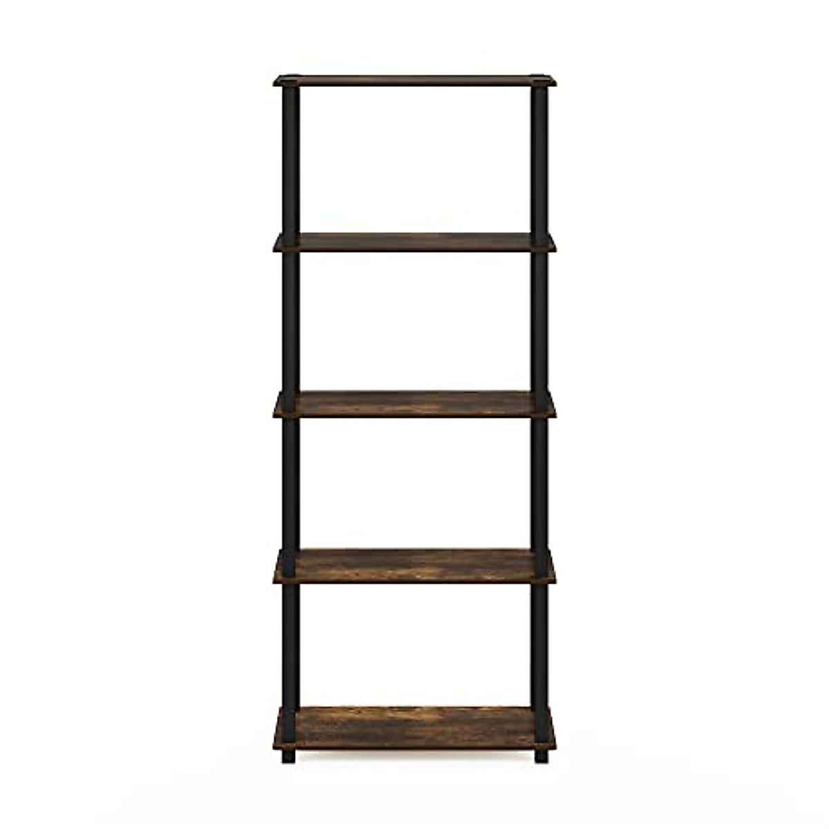 Furinno Turn-S-Tube 5-Tier Multipurpose Shelf Display Rack with Square Tubes, Amber Pine/Black
