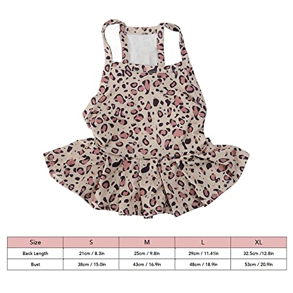 Pet Suspender Dress, Dog Dress Printed Sleeveless Clothes Puppy Vest Summer Leopard Print Dresses for Small Medium Dogs Cat Costume L