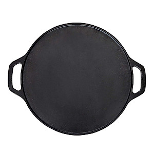 Highkind Pre-Seasoned Cast Iron Dosa Tawa with Premium Extra Coating (12 inches) Perfect for Cooking on Gas, Induction and Electric Cooktops,Black