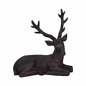 Sagebrook Home 11222 Resting Deer Figurine, 6" x 12.5" x 13.75", Rust