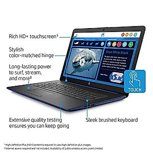 HP 17.3" HD+ SVA BrightView WLED-Backlit Touchscreen Laptop, Intel Quad-Core i5-8265U up to 3.9GHz, 8GB DDR4, 256GB NVMe SSD, Optical Drive, Bluetooth, Wi-Fi, HD Audio, HD Webcam, Lumiere Blue