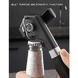 Tourvee Safe Cutting Bottle Opener for Kitchen and Restaurant - Handheld Bottle Opener, Manual, Smooth Edge; Food grade stainless steel bottle opener (black)